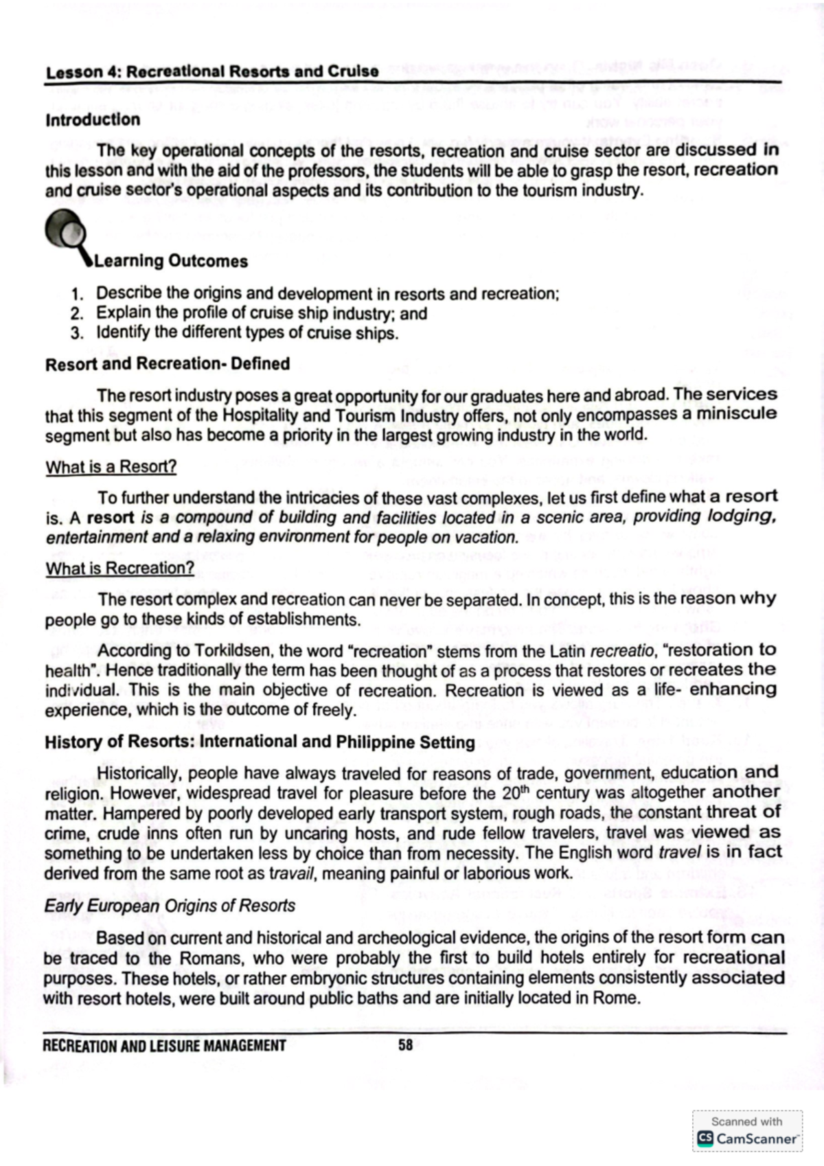 Unit 4 Lesson 4 - Key Concepts in Leisure & Recreation Management - Studocu