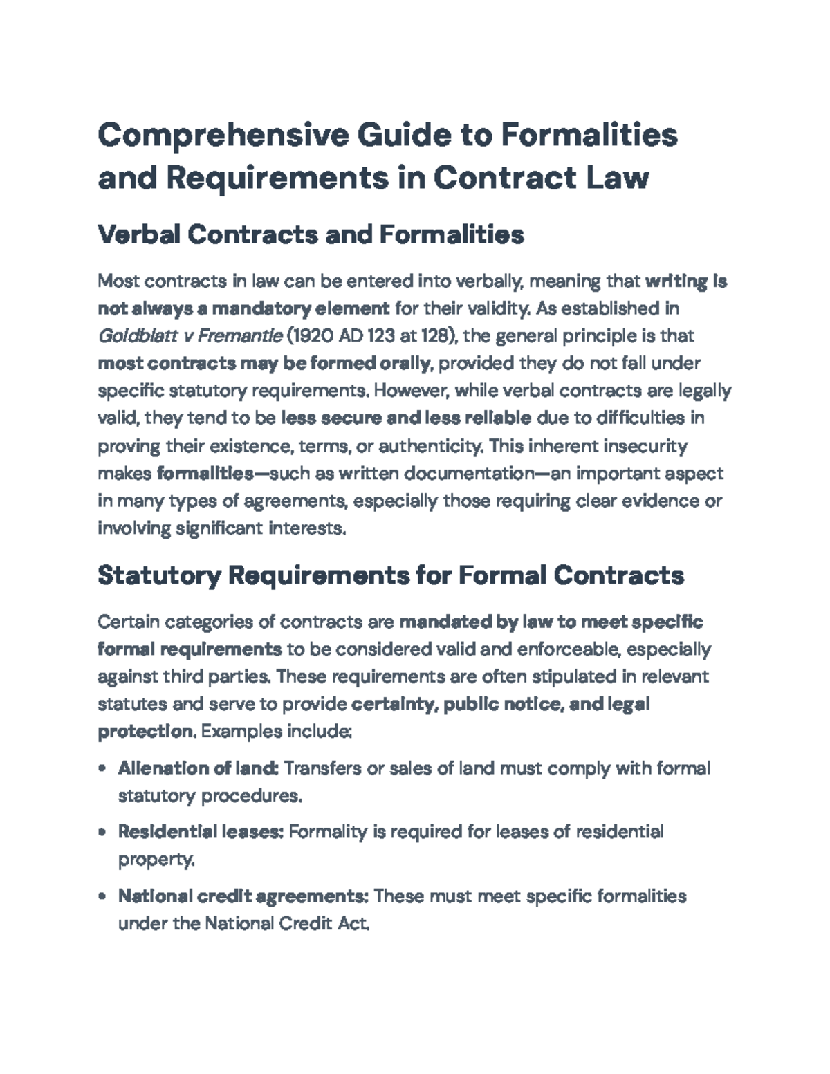 Comprehensive Guide to Contract Law Formalities & Statutory Req. - Studocu