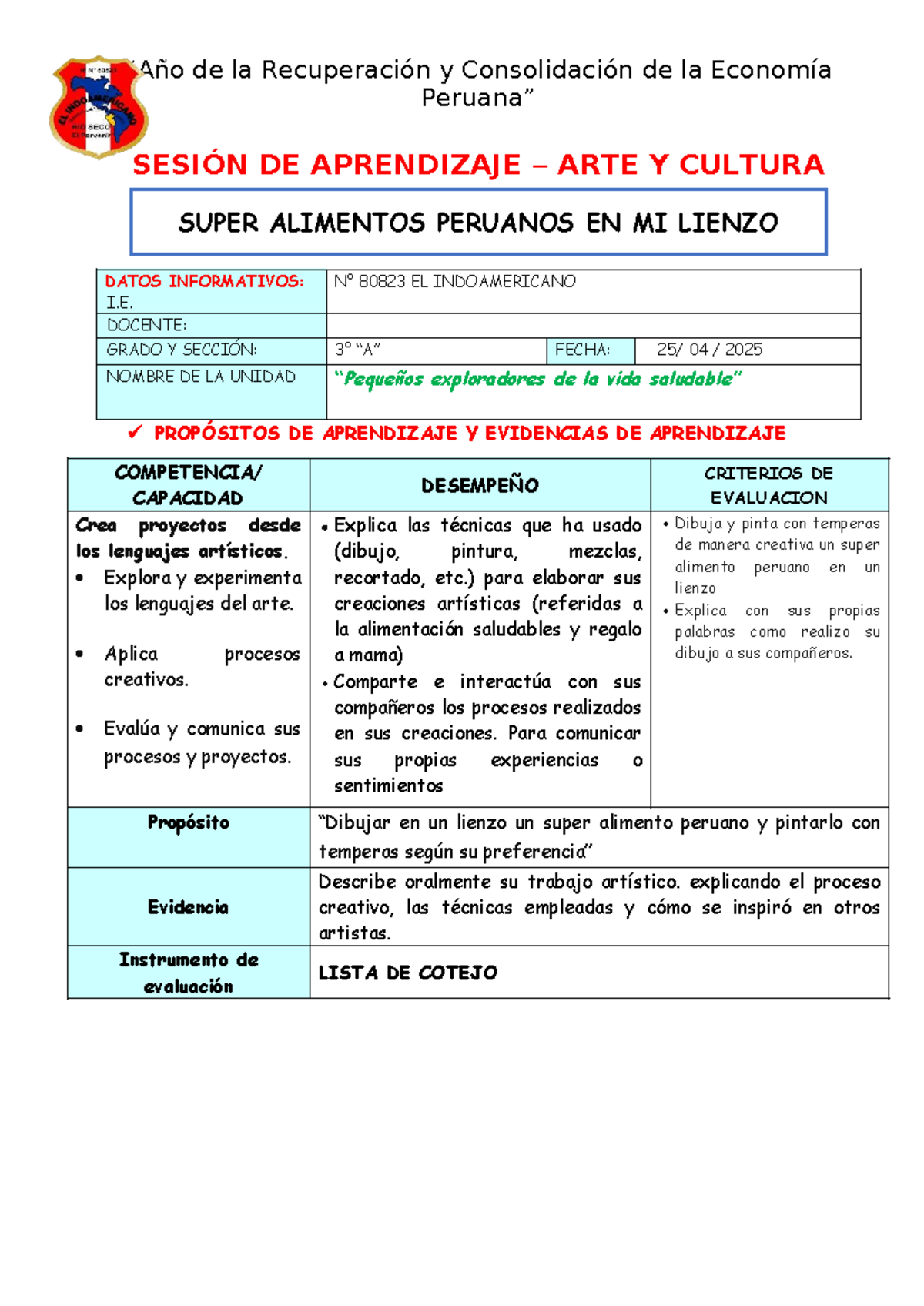 ARTE Y CULTURA: Super Alimentos Peruanos en Mi Lienzo - I.E. 80823 ...