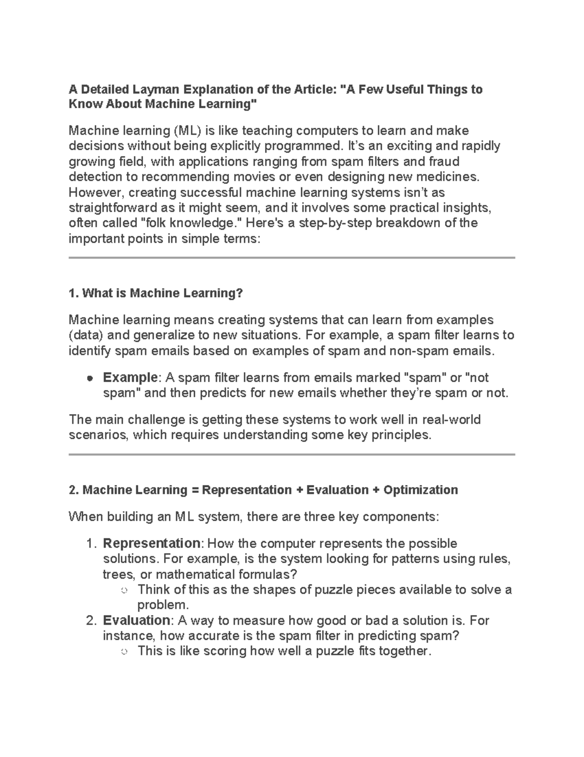 ML 101: Key Insights from "A Few Useful Things to Know About ML" - Studocu