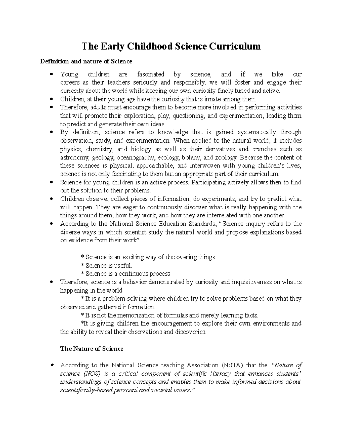 Early Childhood Science Curriculum: Engaging Young Minds in Exploration ...