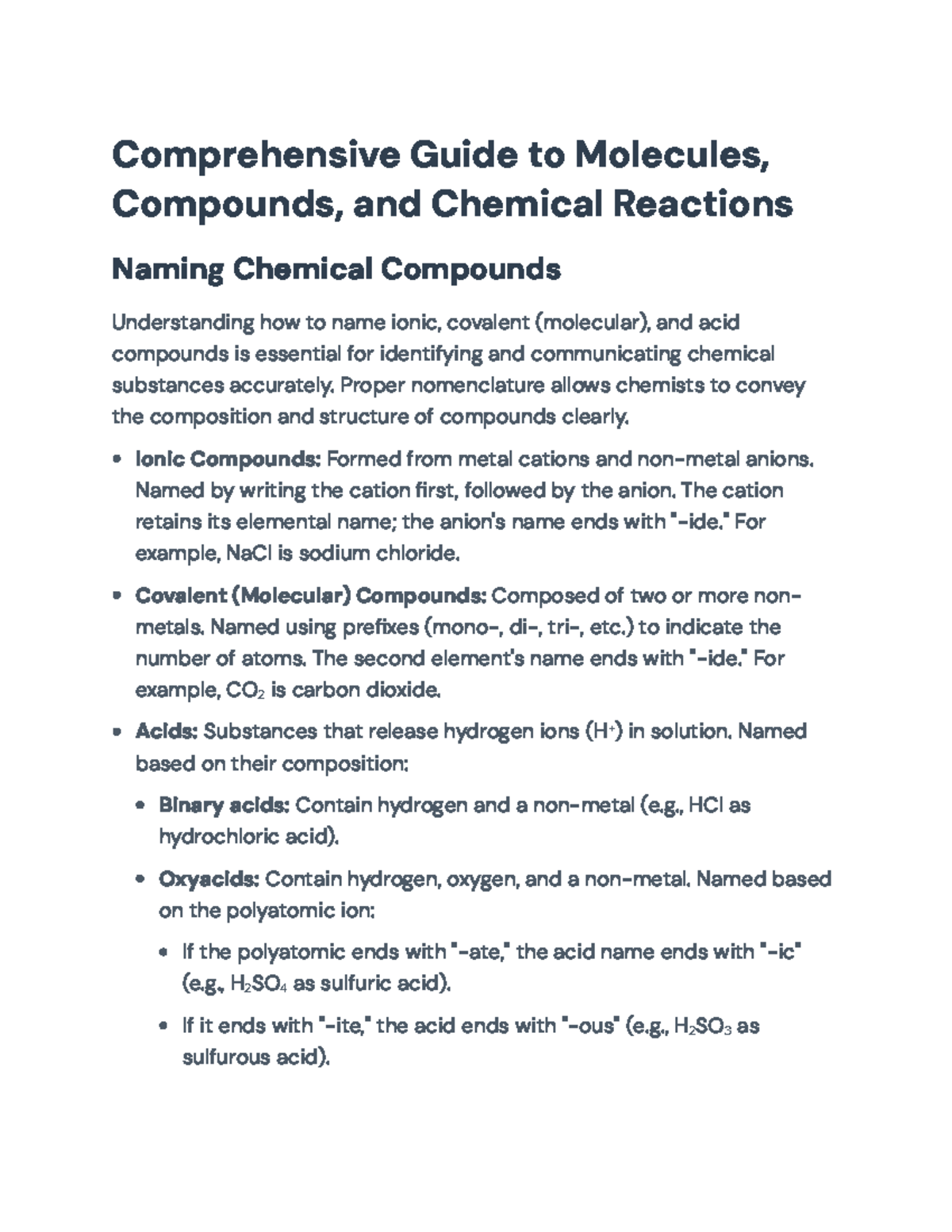 Comprehensive Guide to Chemical Compounds & Reactions: Naming ...