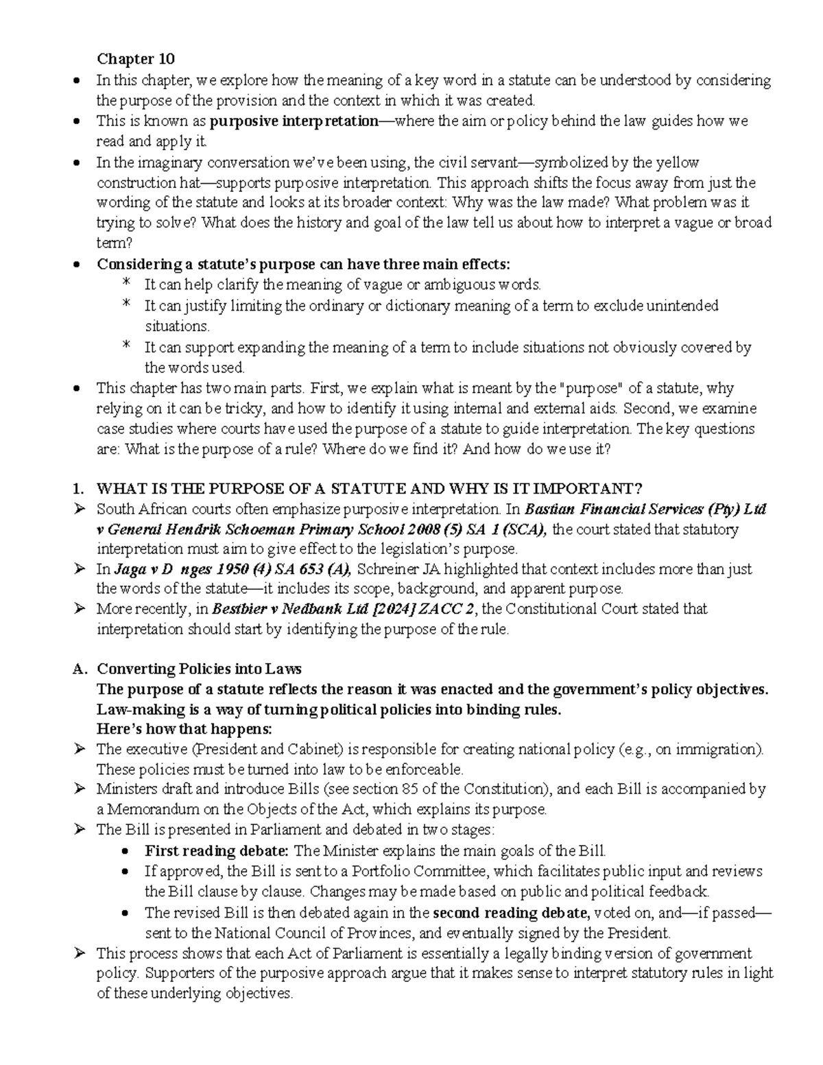 Chapter 10: Understanding Purposive Interpretation in Statutory Law ...