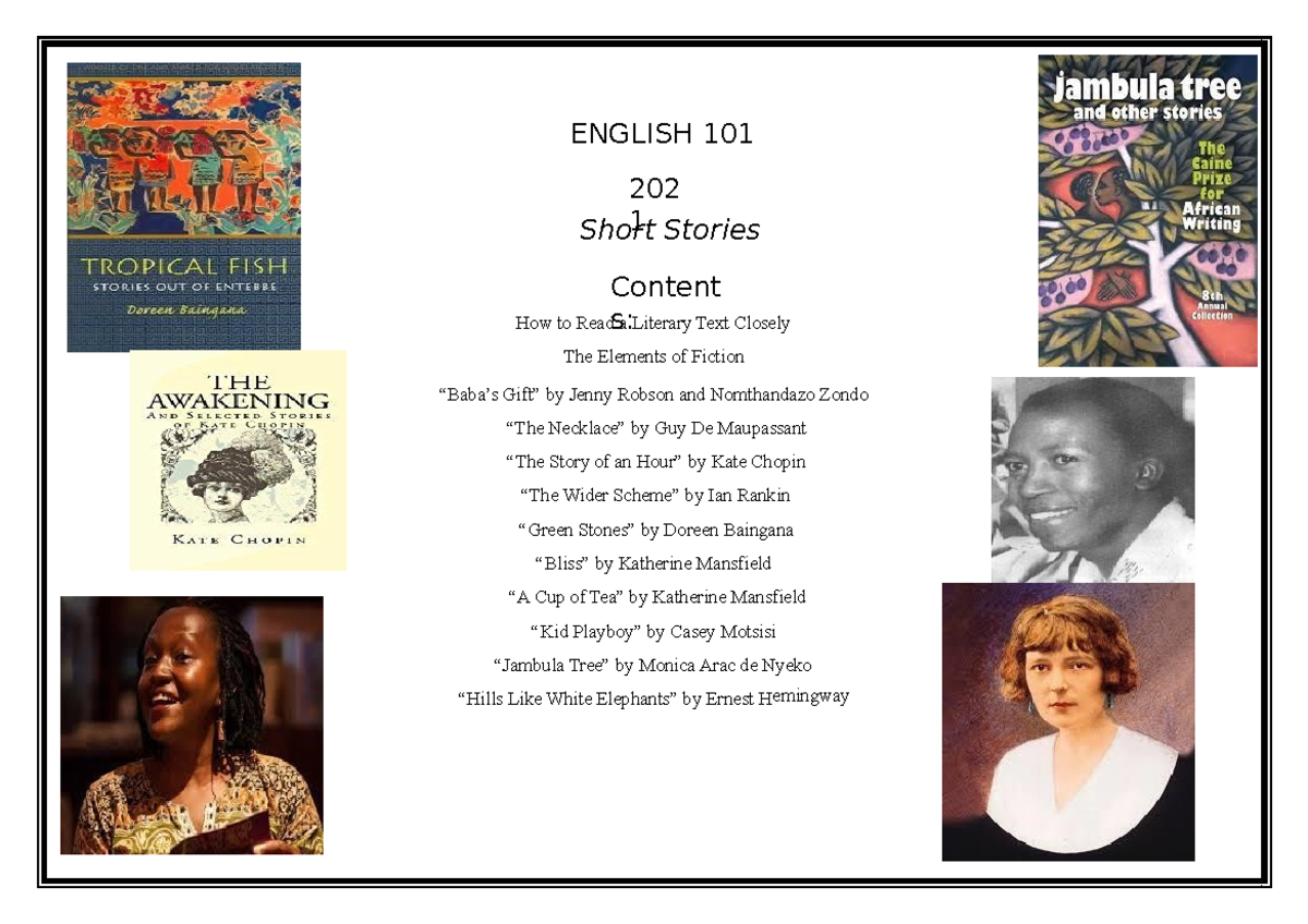 ENGL101 Analysis of Short Stories and Fiction Elements - Studocu