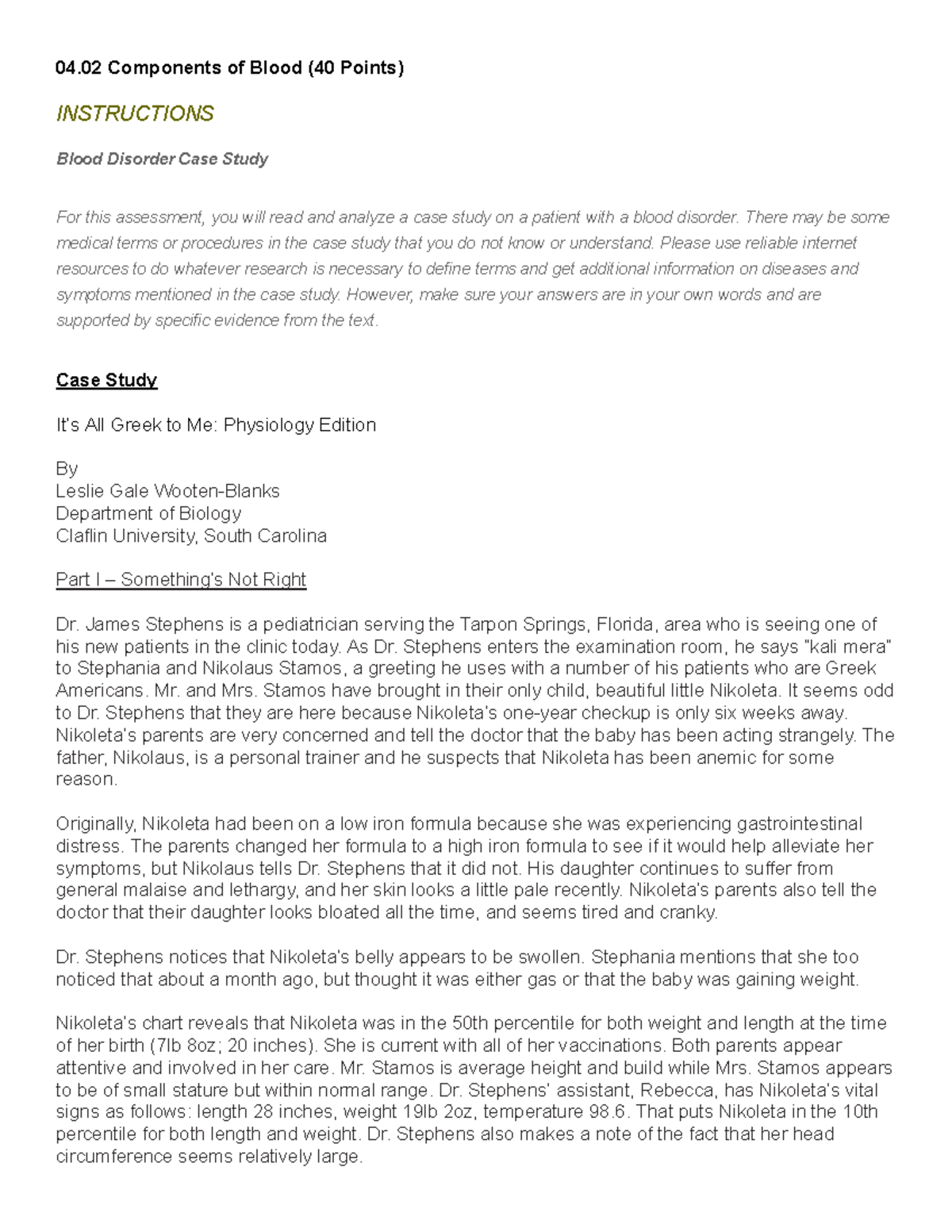 4.02 - Case Study on Blood Disorders: Beta Thalassemia Analysis - Studocu