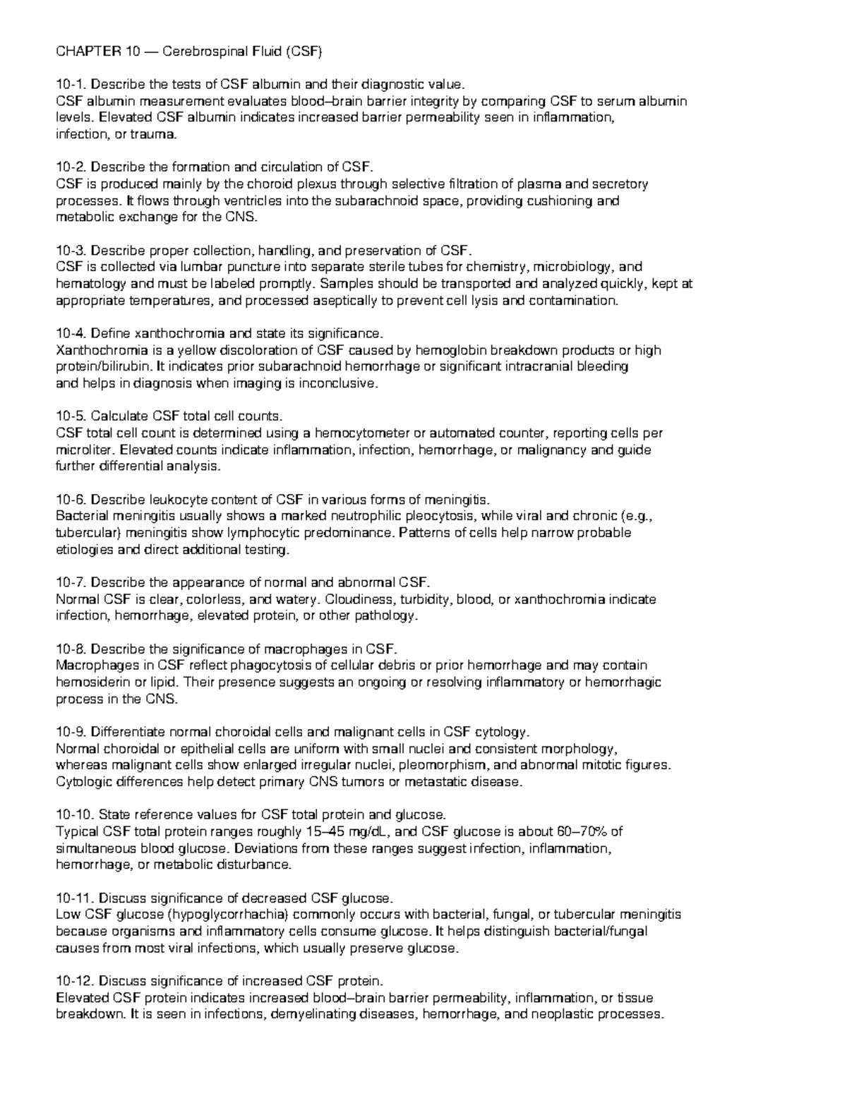 CHAPTER 10-12 CSF, Semen, and Synovial Fluid: Key Diagnostic Insights ...