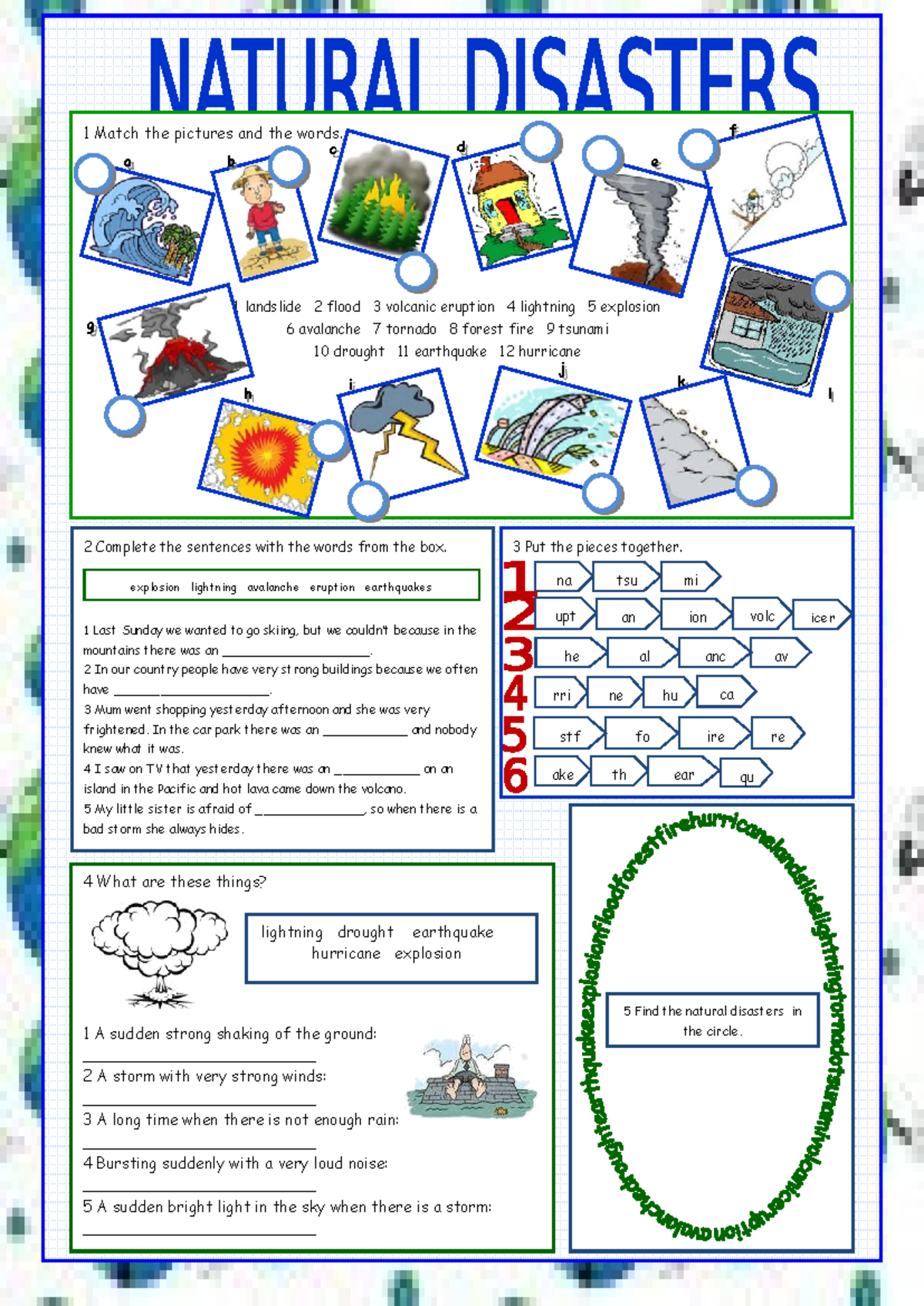 Natural Disasters Vocabulary Exercises - Fun Activities (42747) - Studocu