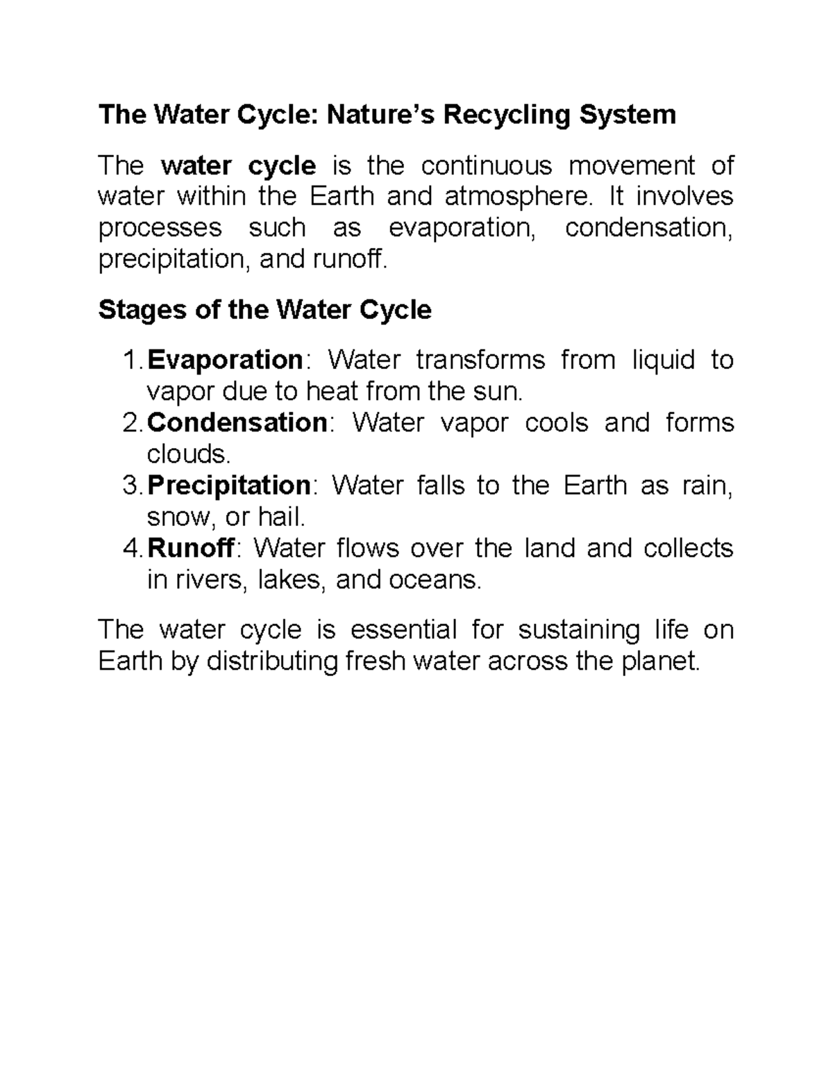 Deployment - good - The Water Cycle: Nature’s Recycling System The ...
