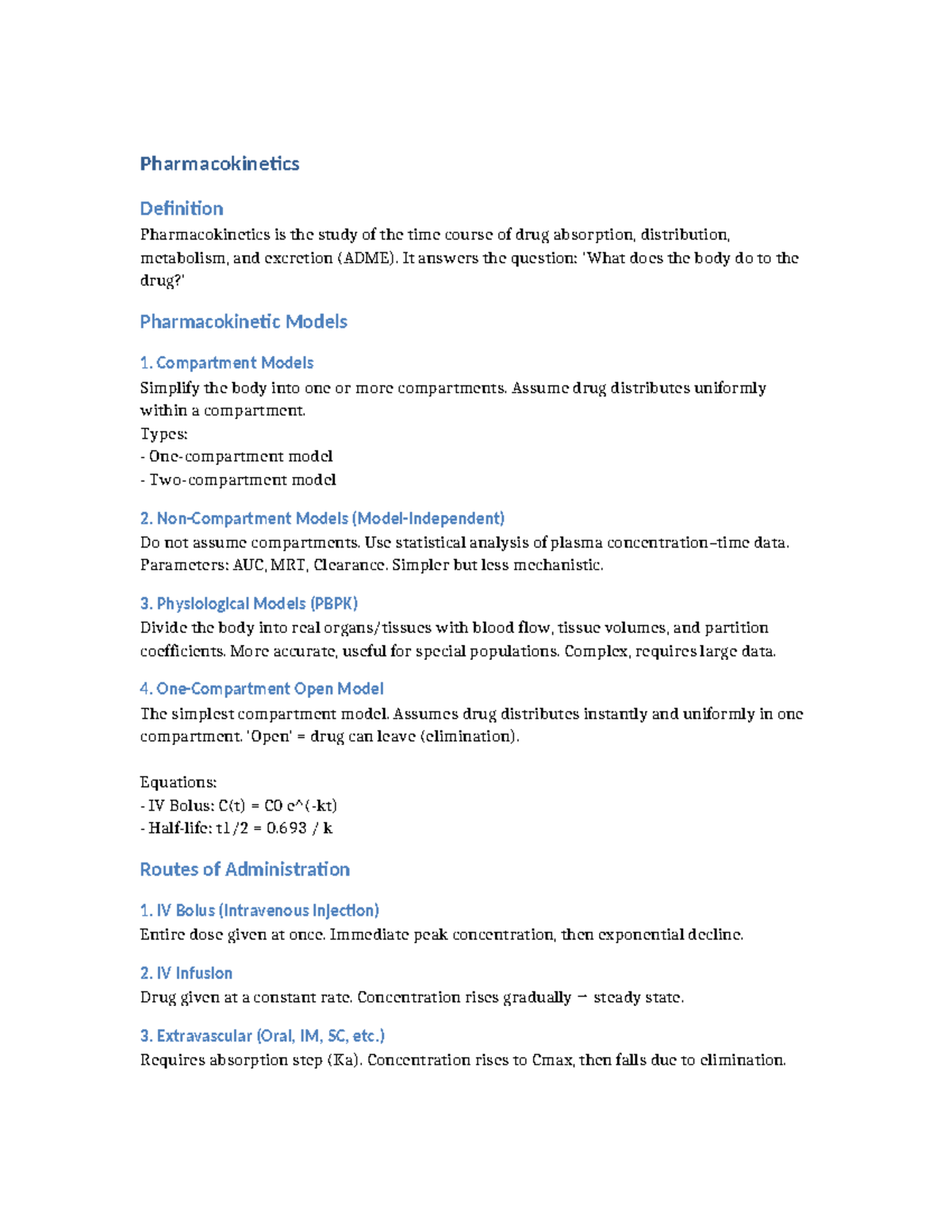 Pharmacokinetics Overview: ADME and Models Explained - Studocu