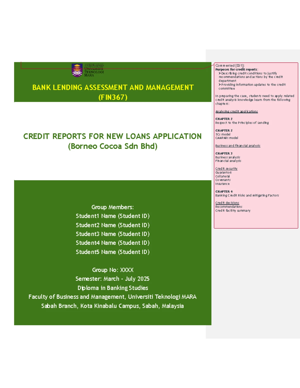Fin367 Chapter 1-3 Bank Lending & Credit Analysis Notes - Studocu