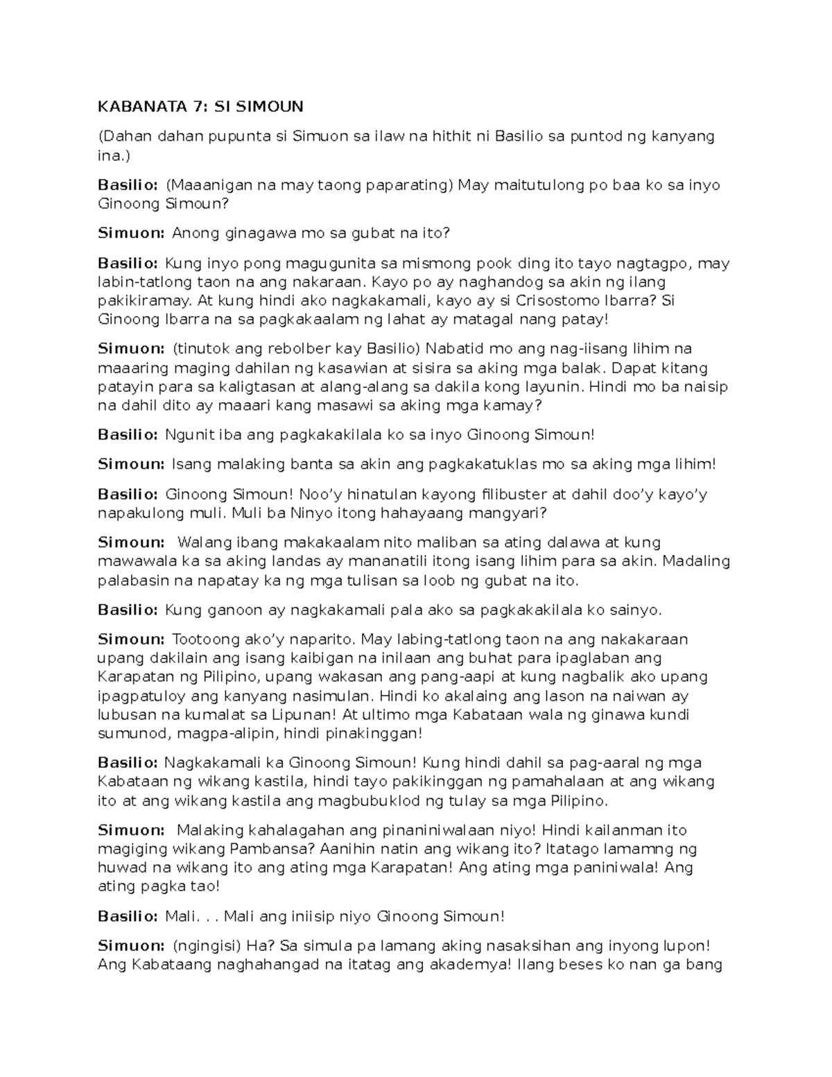 Kabanata 7-9 - N/A - KABANATA 7: SI SIMOUN (Dahan dahan pupunta si ...