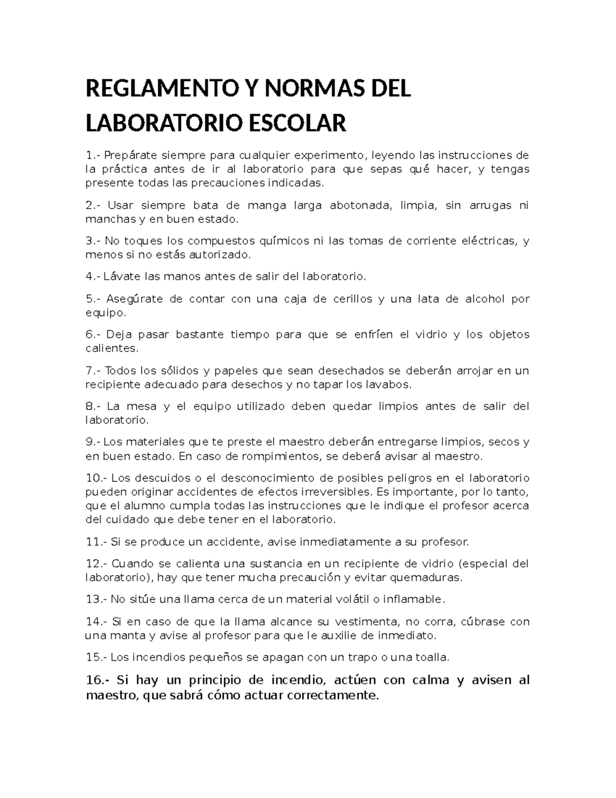 Reglamento Y Normas DEL Laboratorio Escolar - REGLAMENTO Y NORMAS DEL LABORATORIO ESCOLAR 1 ...