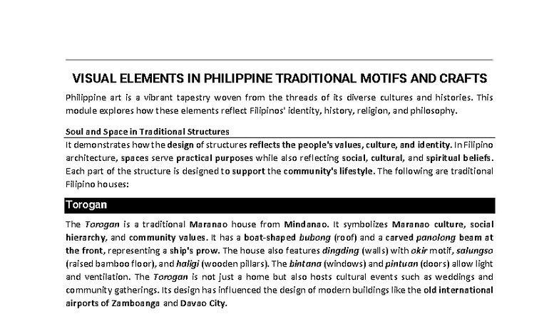 09 Handout 1A - Visual Elements in Philippine Traditional Art and ...