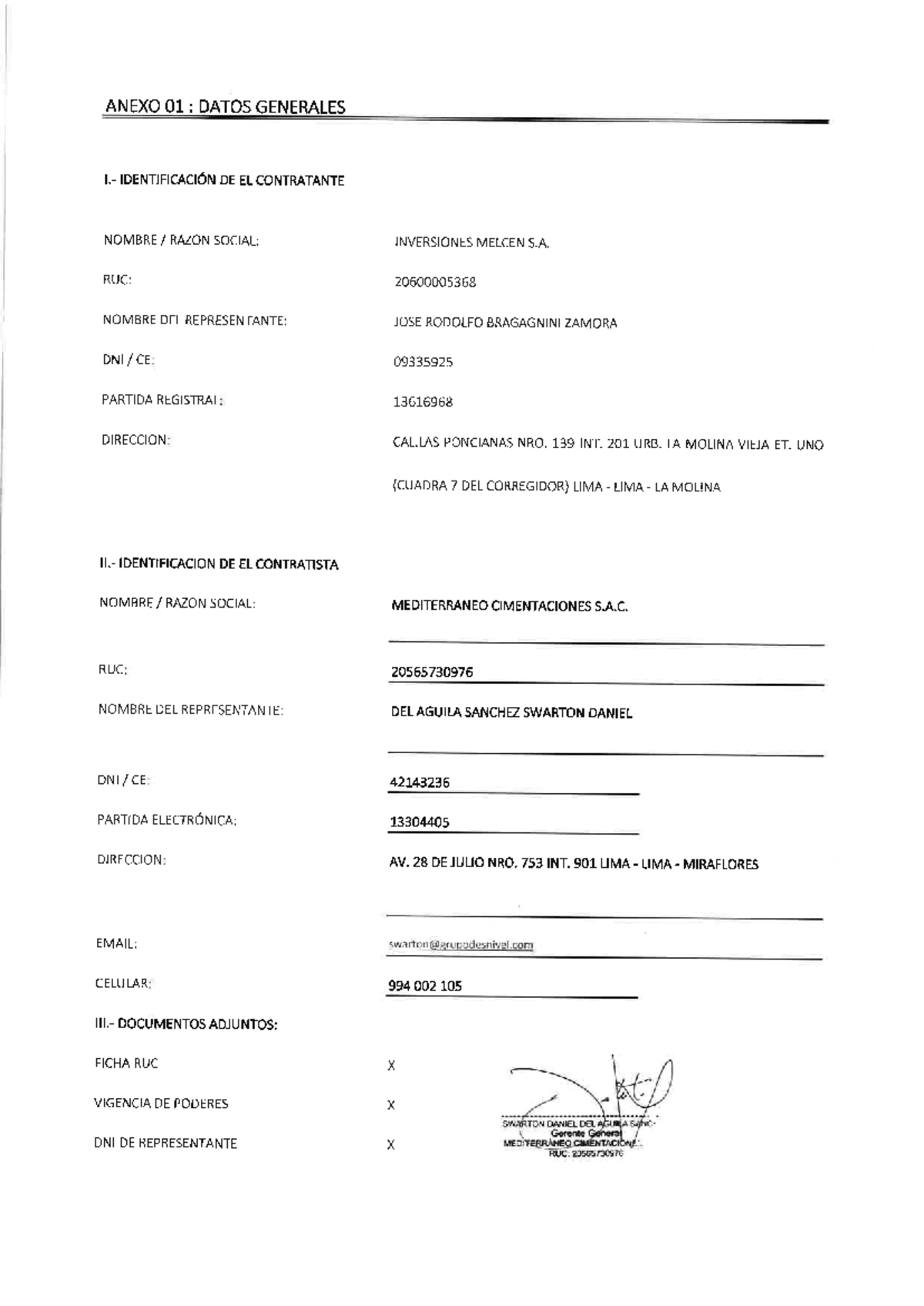Consolidado de Servicios de Perforación y Anclajes - Proyecto SUNNY ...