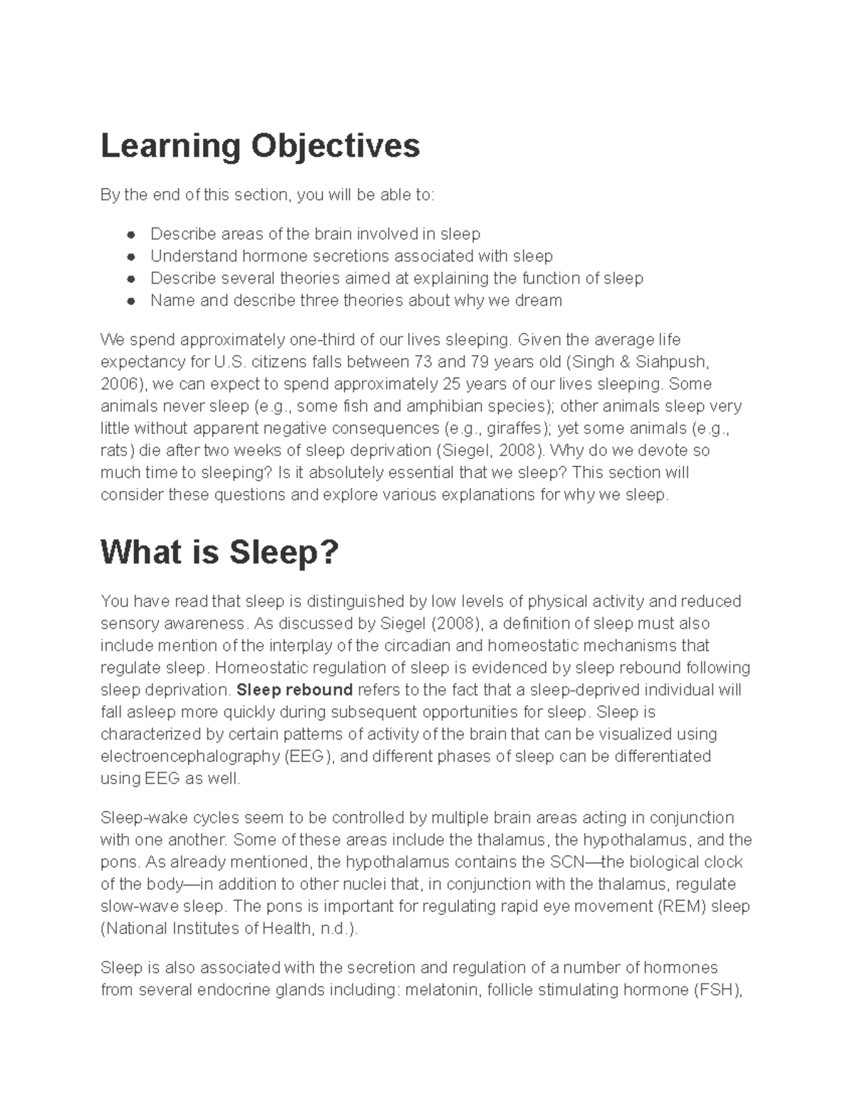 Psychology 101: Notes on Sleep Mechanisms, Functions, and Theories ...