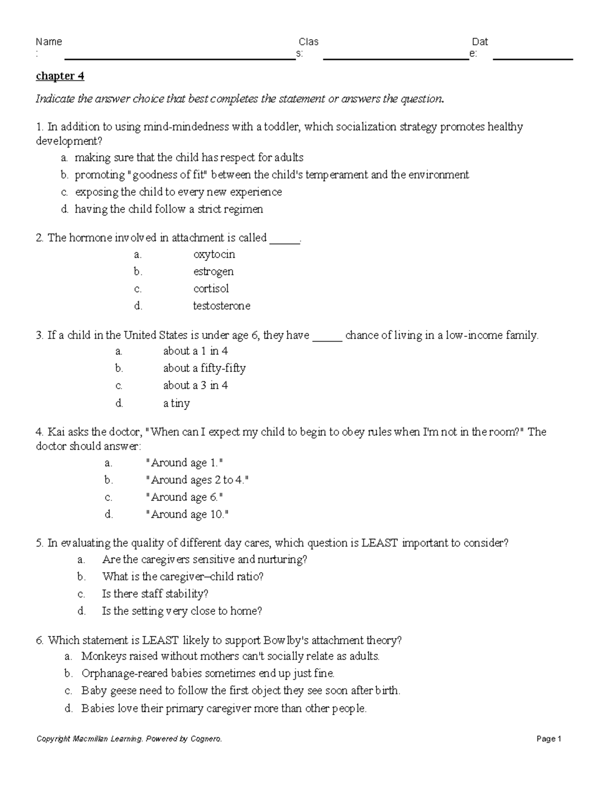 Chapter 4 - Study Guide on Child Development and Attachment - Studocu