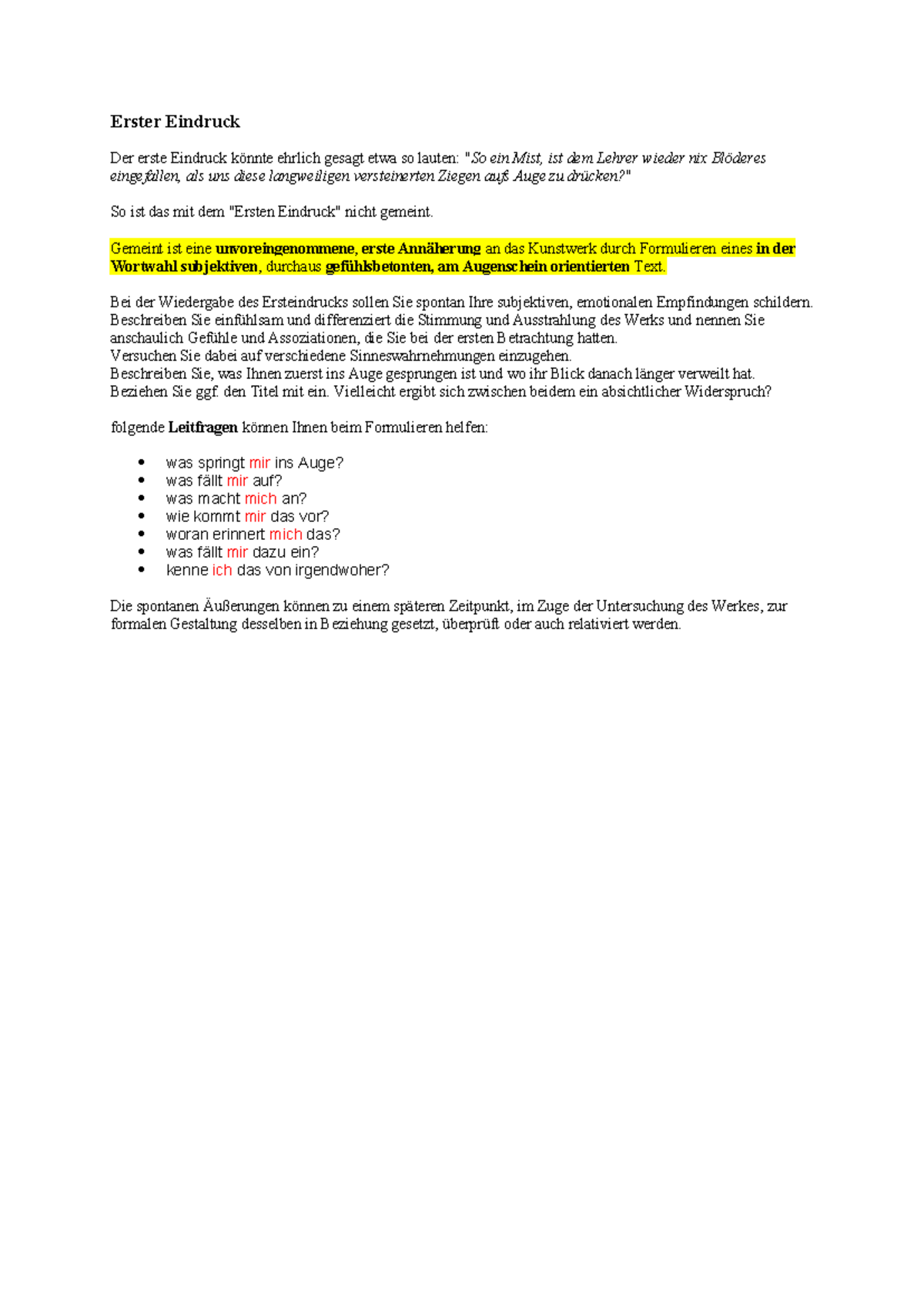 Erster Eindruck - Präsentations Hilfe - Erster Eindruck Der erste ...