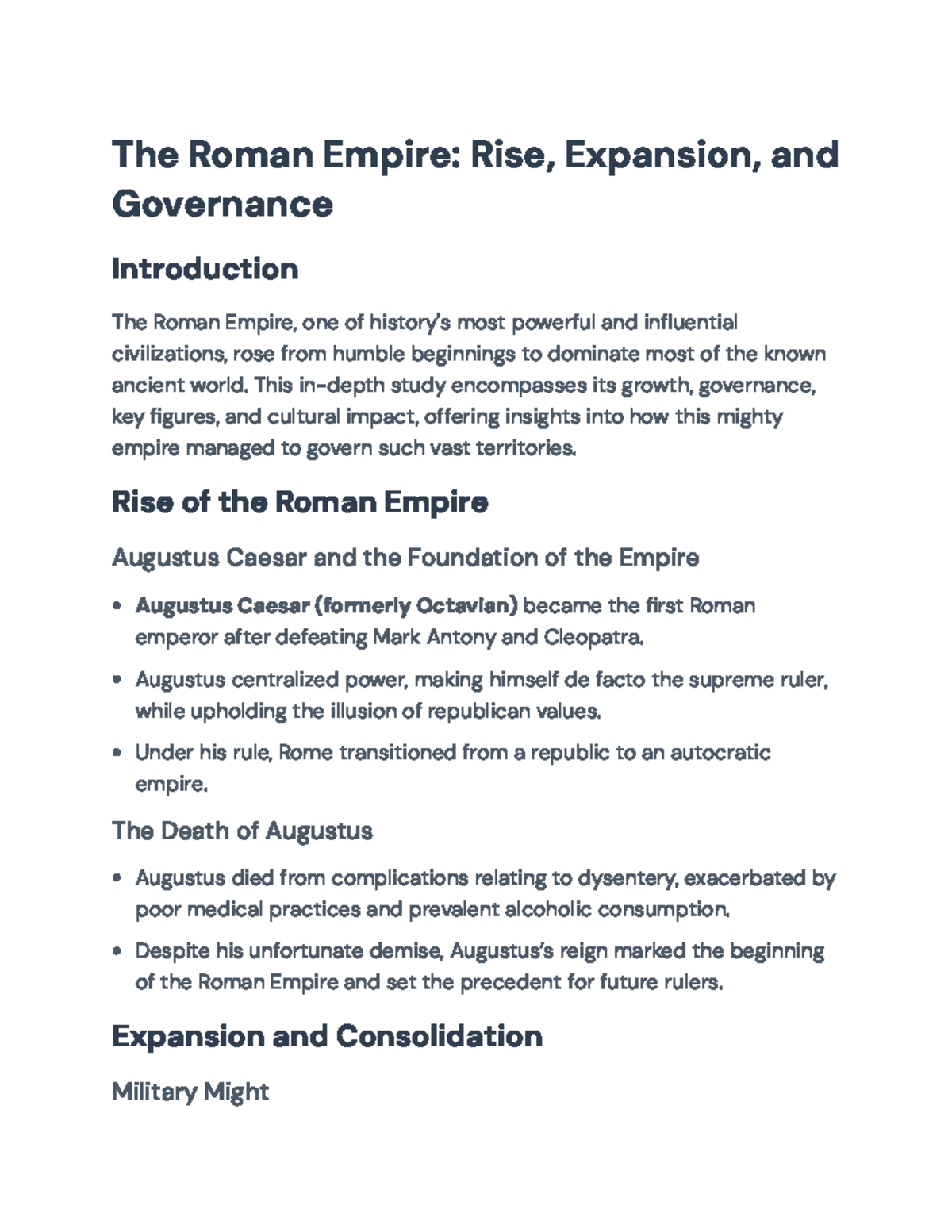 The Roman Empire: Rise, Expansion, Governance - A Comprehensive Study ...