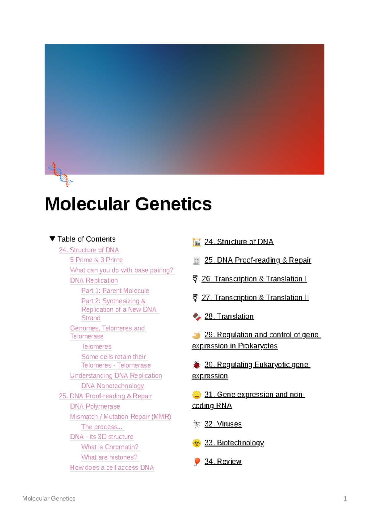 Molecular Genetics Overview: Key Concepts for BIOL111 Final Exam - Studocu