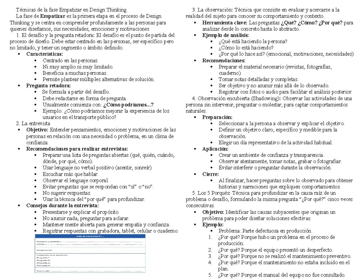Técnicas de Empatizar en Design Thinking: Guía Completa - Studocu