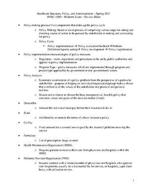 HNSC 4300 - Final Exam -Spring 2021 - Review Sheet - Spring 2021 HNSC ...