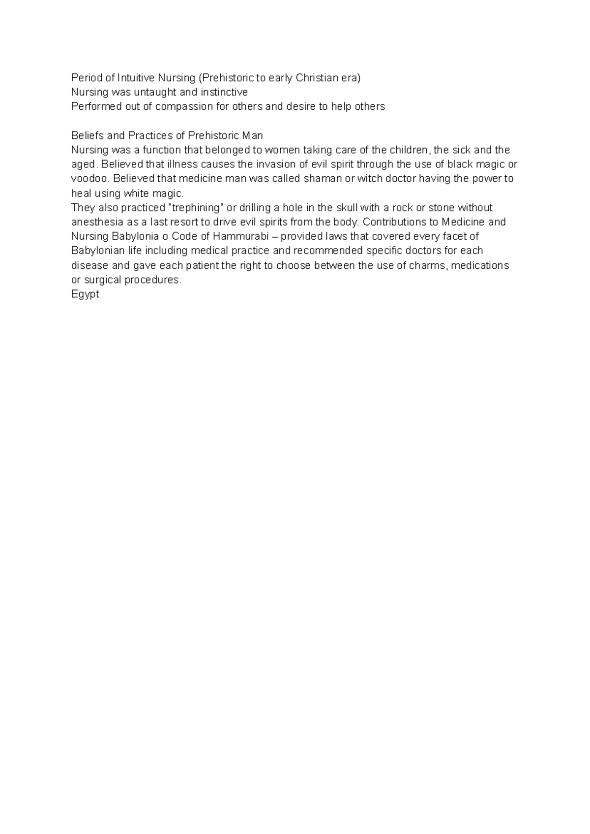 TFN Evolution OF Nursing - Period of Intuitive Nursing (Prehistoric to ...