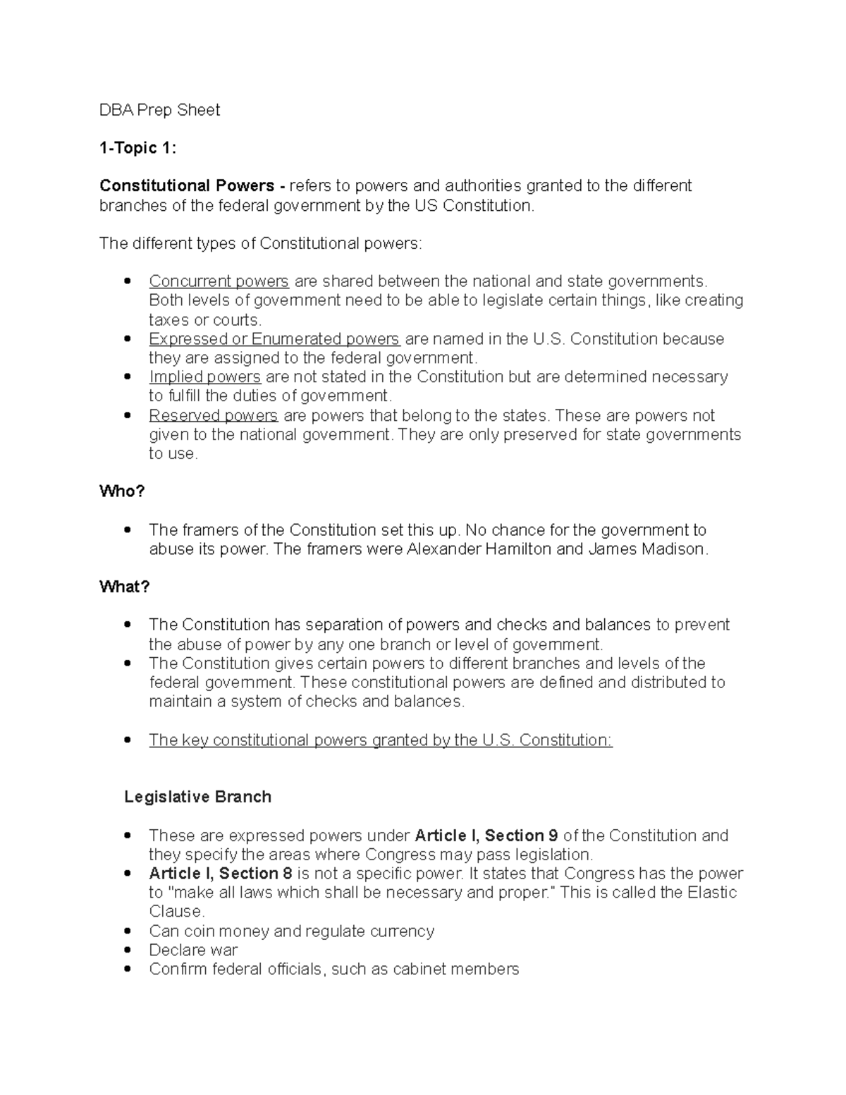 2.10 Constitutional Government U.S. Government Honors DBA - DBA Prep ...