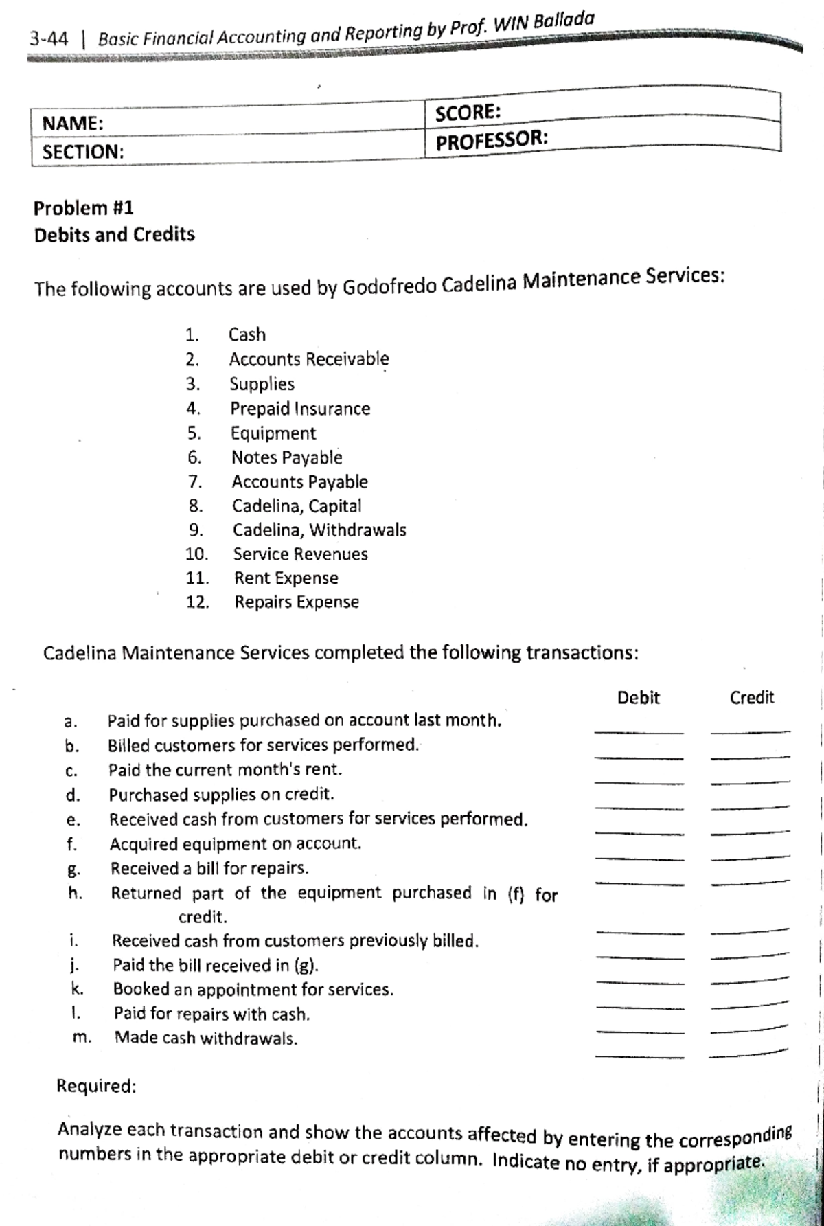 Chapter 3: Accounting Principles & Transactions Overview (FIN 101 ...