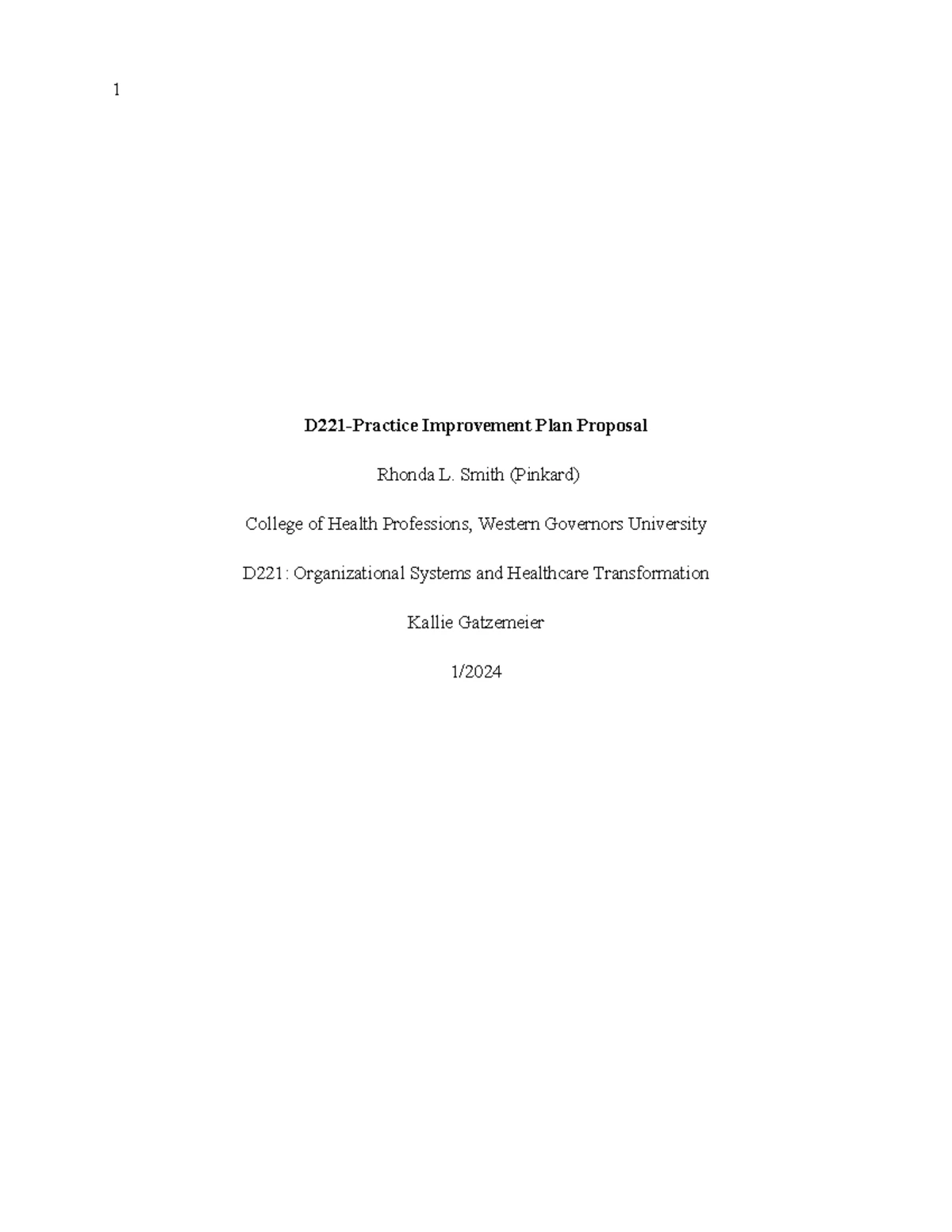 D221 Task 1: VAP Prevention Improvement Plan Proposal - Studocu