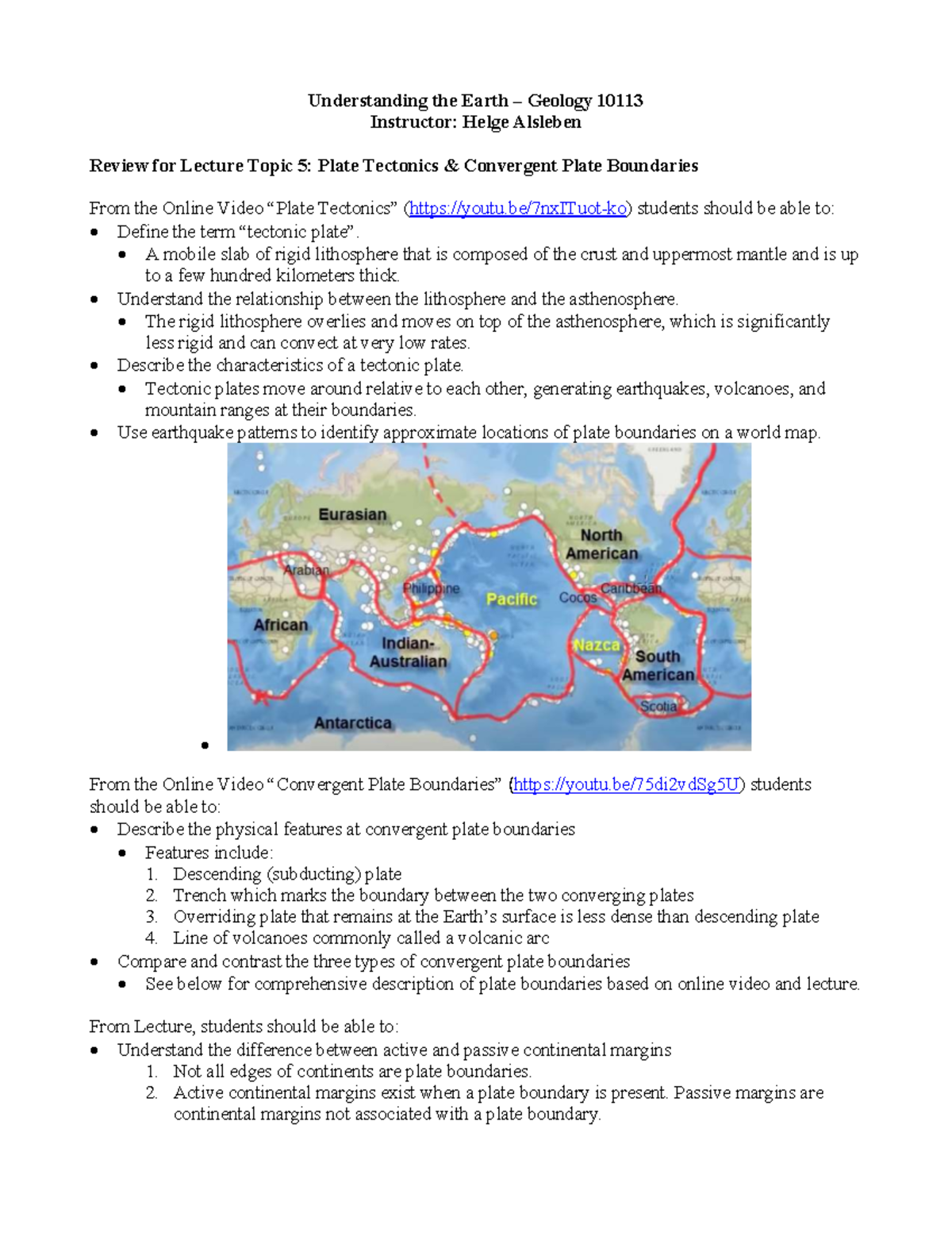 Geology 10113 - Lecture 05: Plate Tectonics & Convergent Boundaries ...