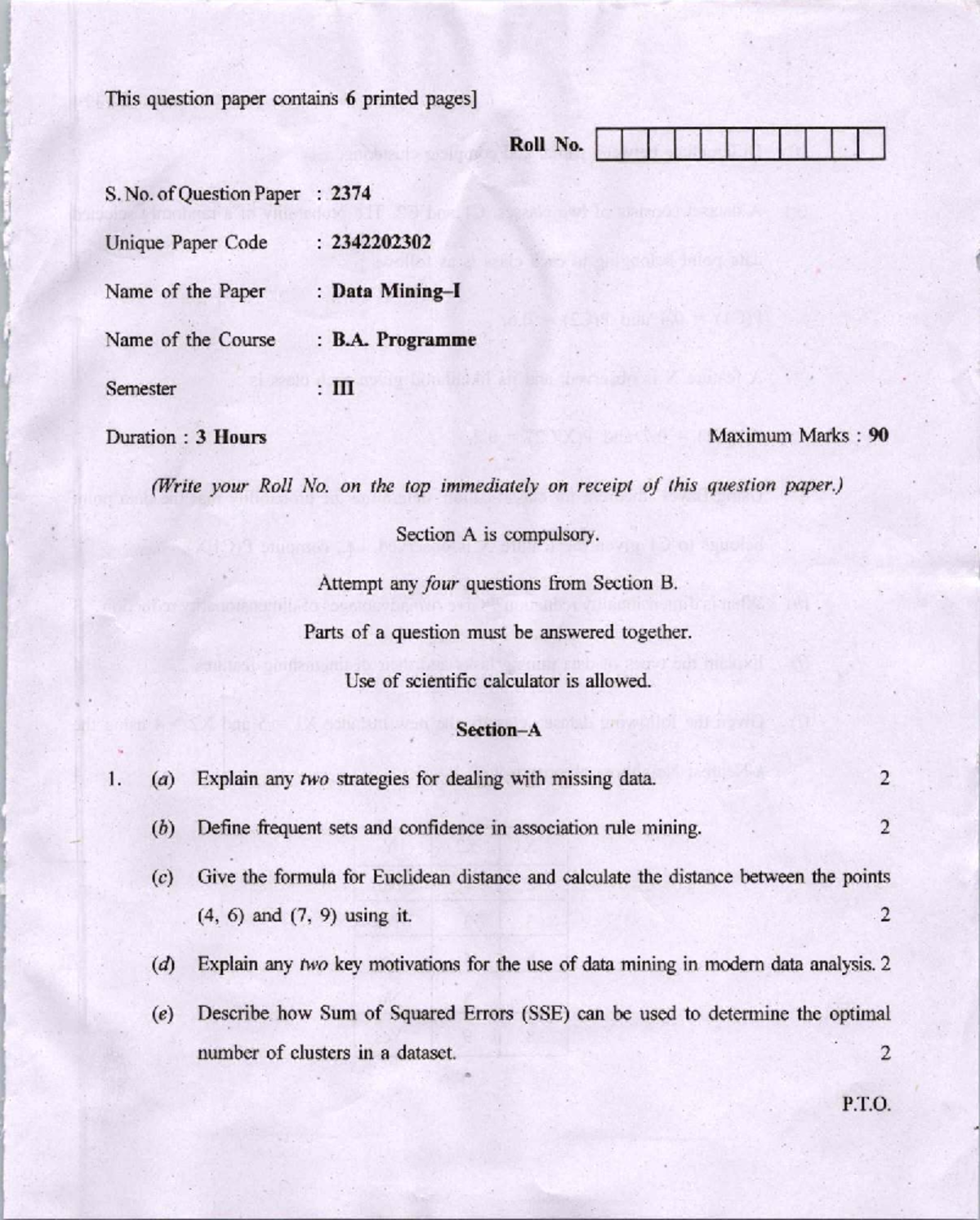 Data Mining-1 2374: Comprehensive Exam Notes and Strategies - Studocu