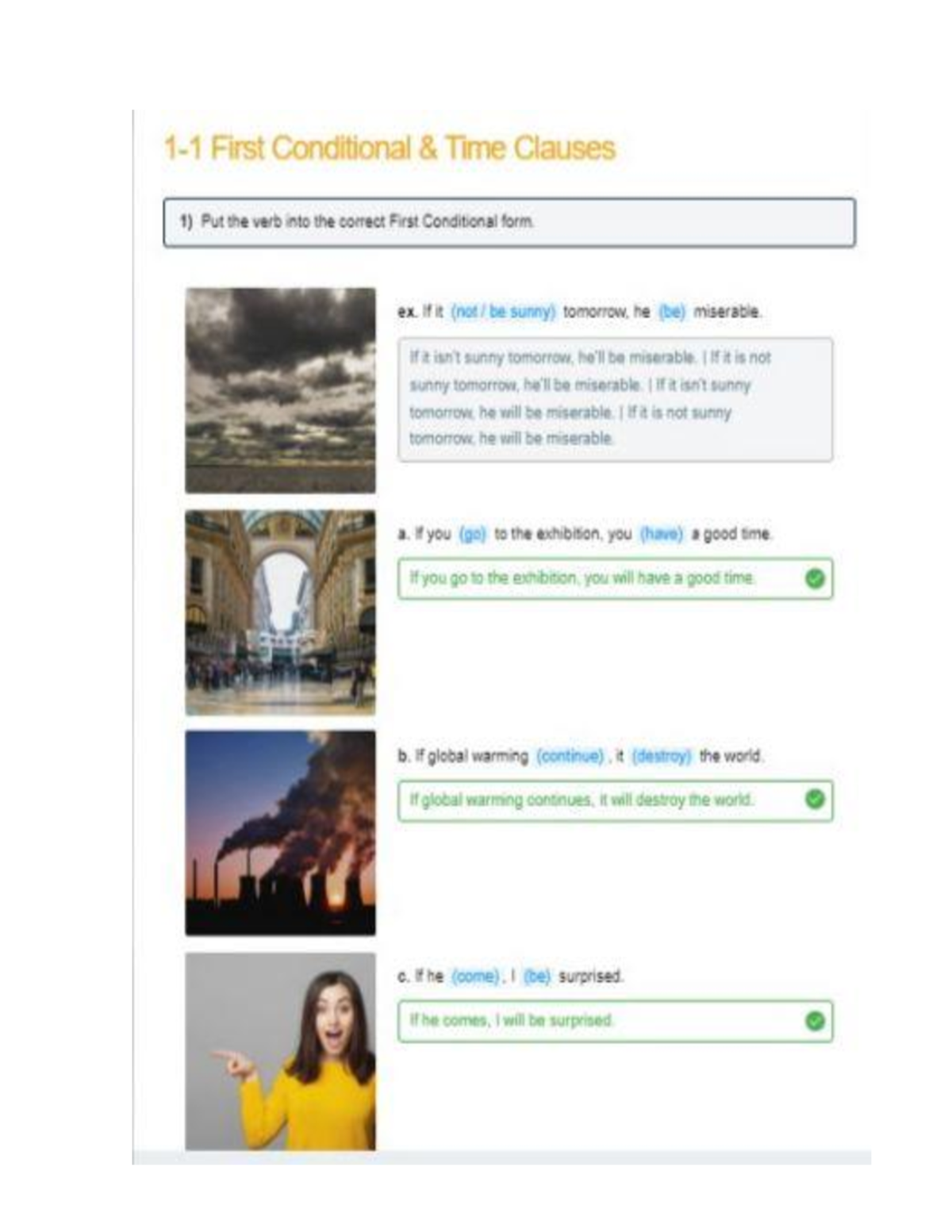 1-1 First Conditional & Time Clauses Practice Exercises - Studocu
