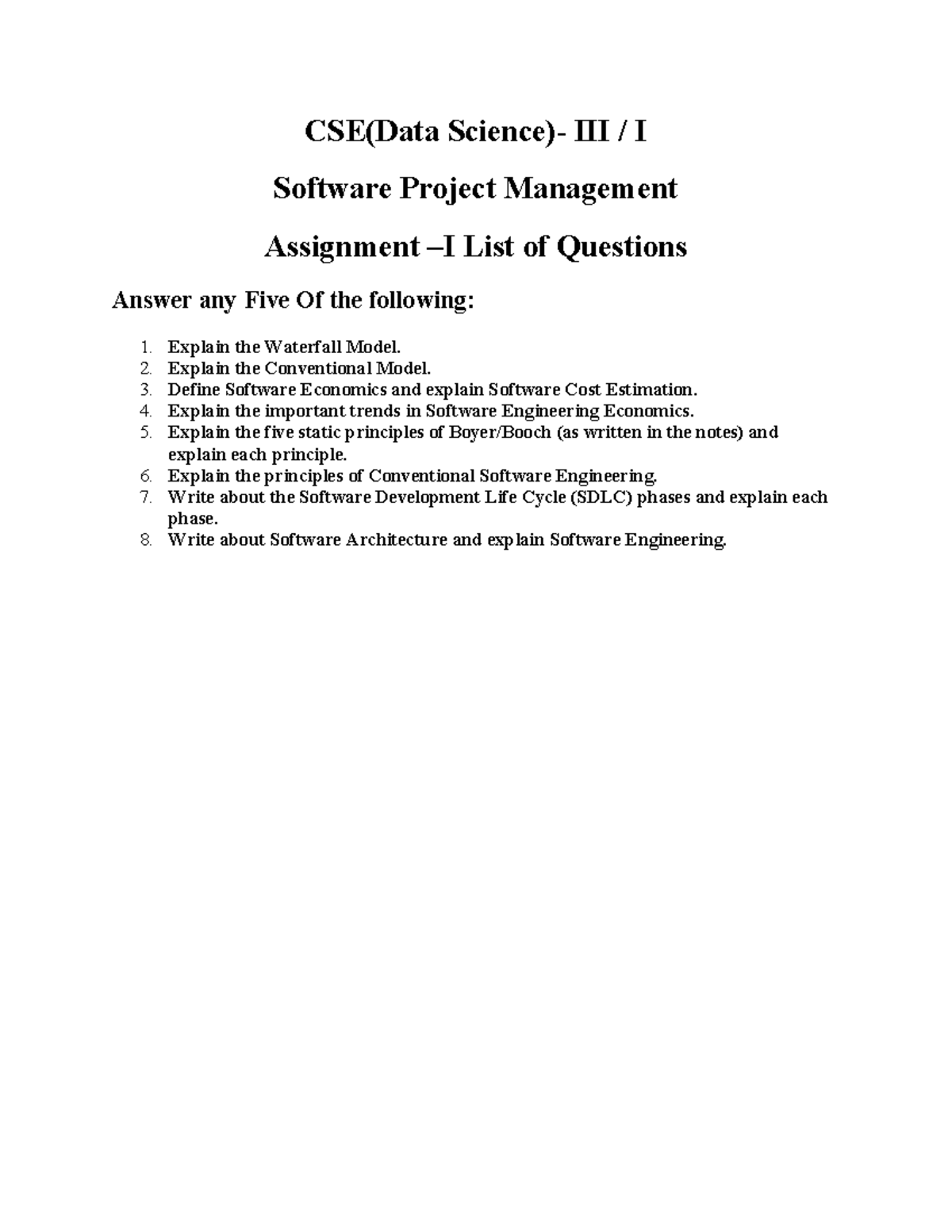 SPM - SPM IMPORTANT QUESTIONS - CSE(Data Science)- III / I Software ...