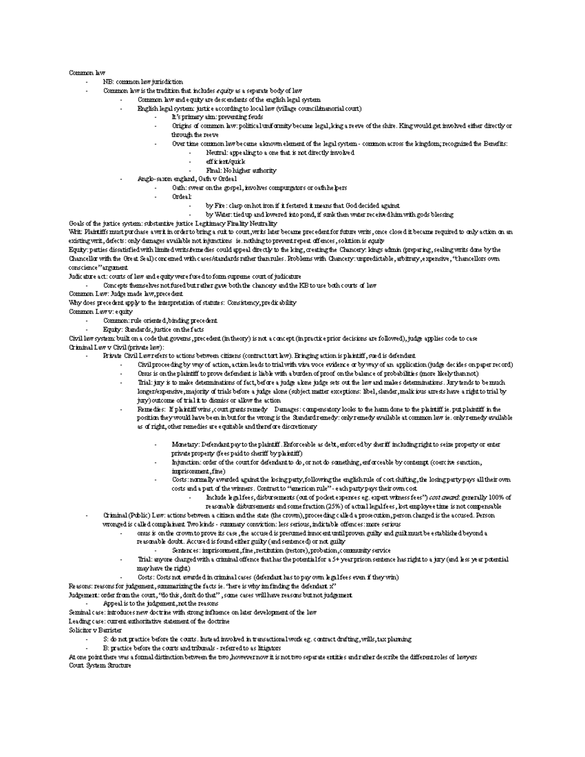 Common Law and Equity Overview: Foundations Cheat Sheet V1-3 - Studocu