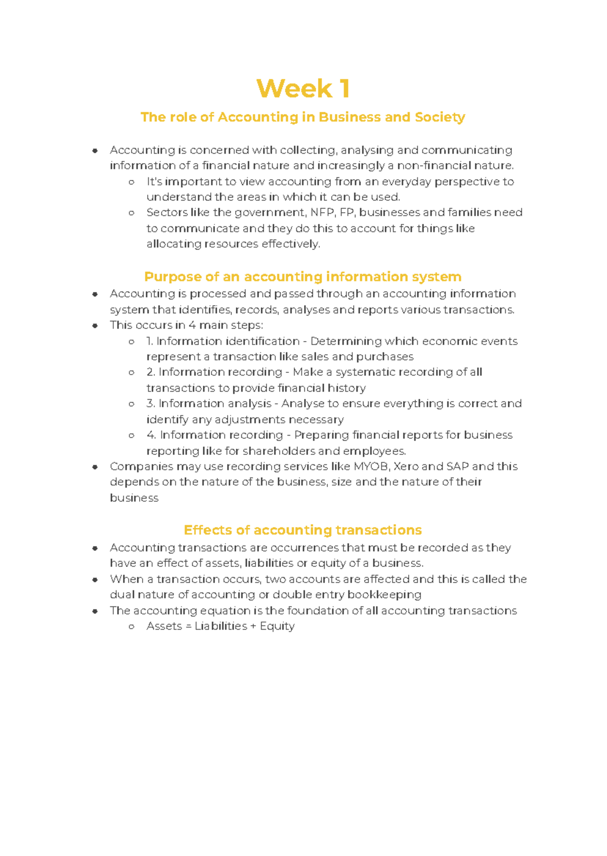 Wk1 & Wk2 Lecture Notes: The Role of Accounting in Business & Society ...