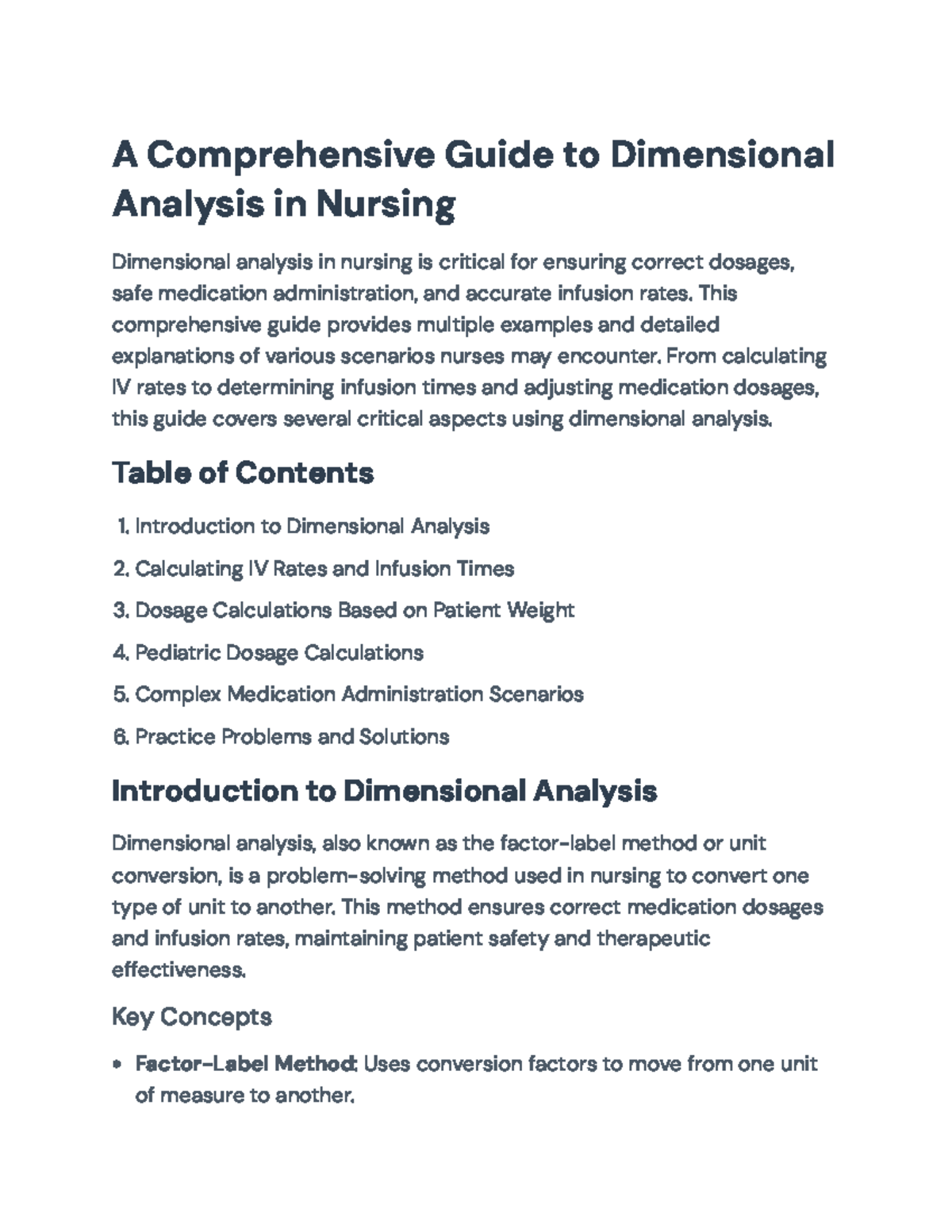 Comprehensive Guide to Dimensional Analysis in Nursing - A ...