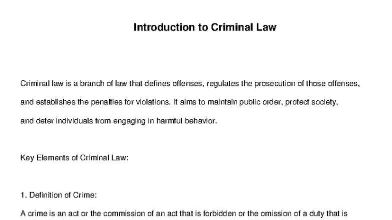 Criminal Law 101: Key Concepts and Classifications - Studocu