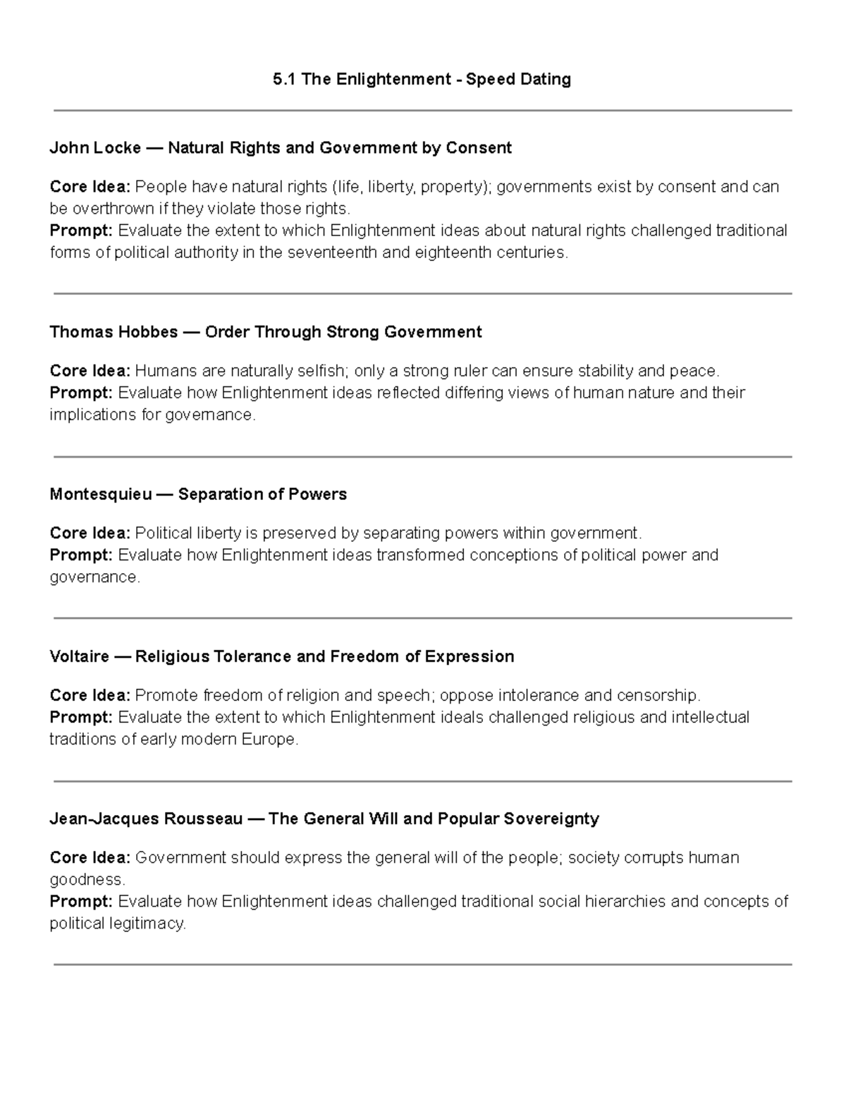 AP 5.1 - Enlightenment Ideas on Natural Rights and Government - Studocu
