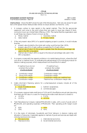 CPAR 95 MAS First 2024 - Pre-boards reviewer - CPAR CPA REVIEW SCHOOL ...