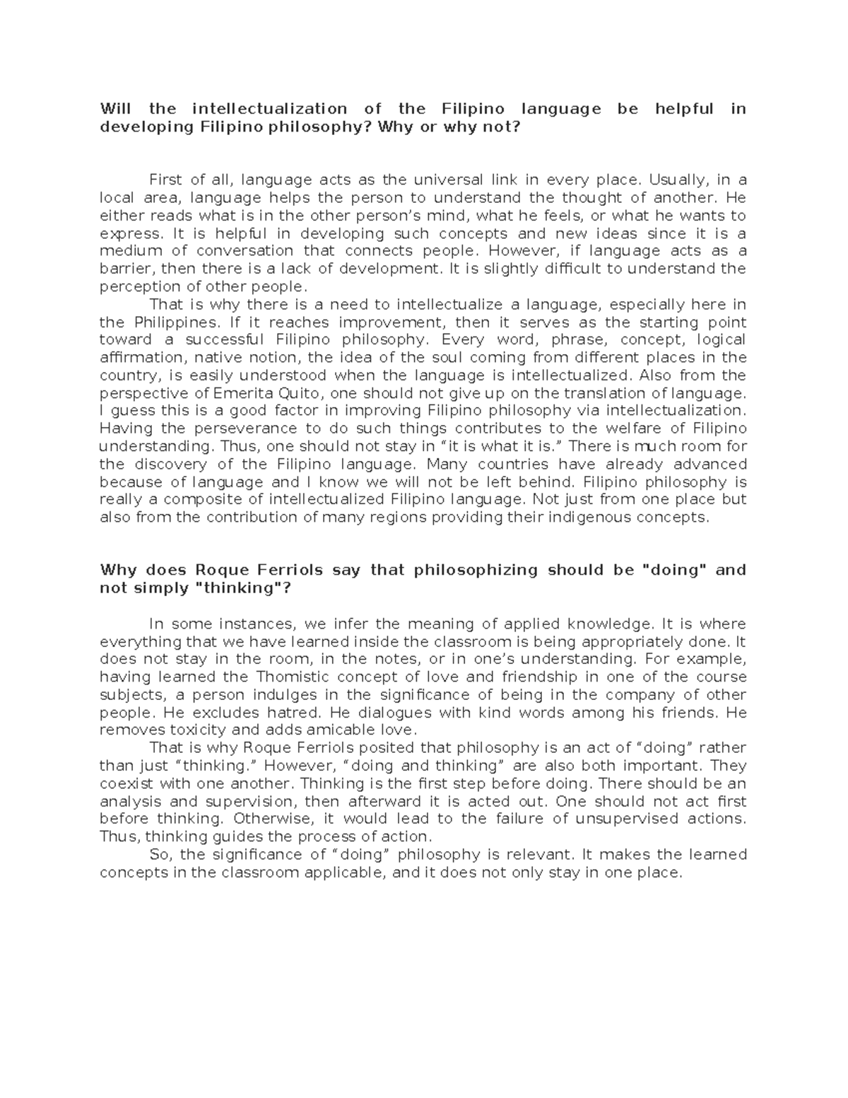 Final Essay: The Role of Language in Developing Filipino Philosophy ...
