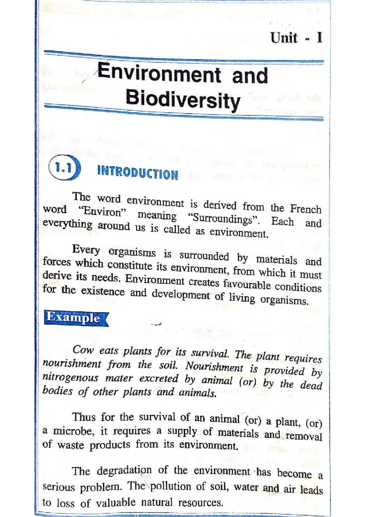ESS 101: Unit I - Environment and Biodiversity Overview - Studocu