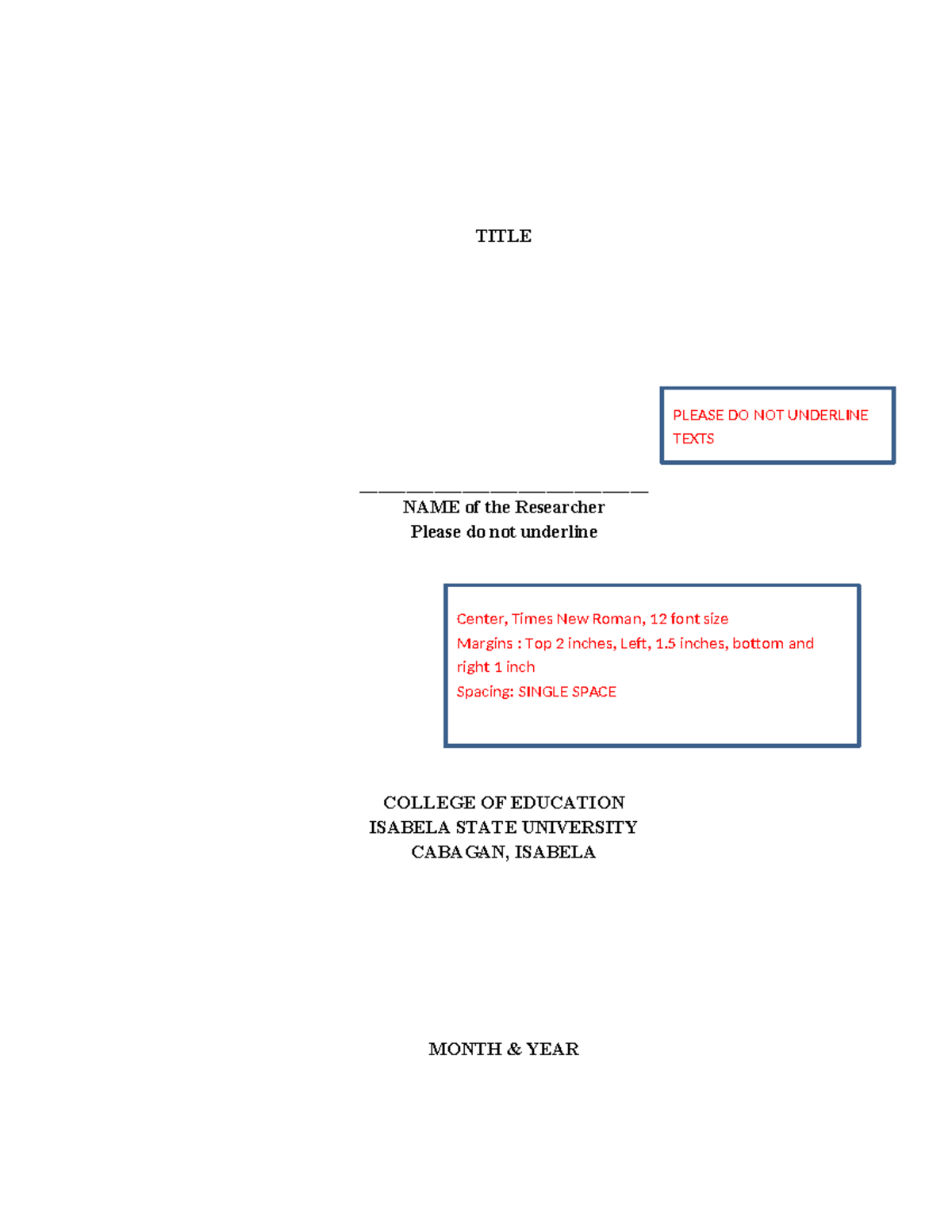 Thesis Format Guidelines for MA in Education - Isabela State University ...